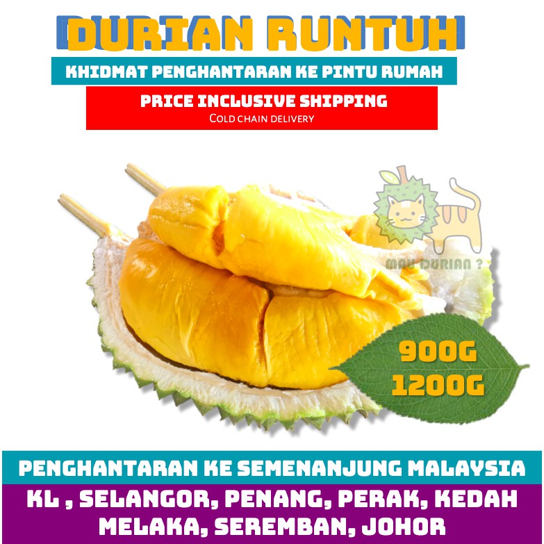 Raub Pahang Musang King Durian Frozen Fresh Pulp (3*300g)(4*300g) Isi ...