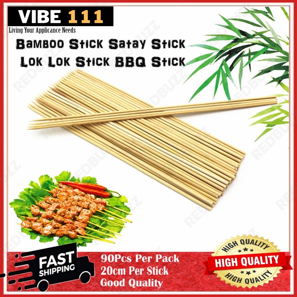 90pcs Bamboo Stick Skewer Satay Stick Wood Sticks Barbecue Steamboat ...