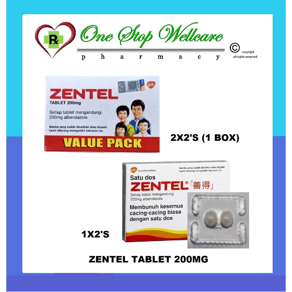 ZENTEL TABLET 200MG 1X2'S / 2X2'S (1 BOX) (EXP: 11/2026) | Shopee Malaysia