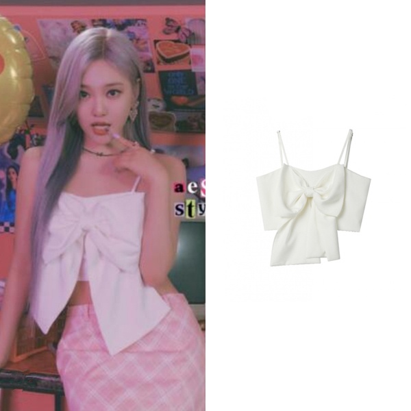 Aespa Ningning Sexy Bow Camisole French Chic Sweet Tank Top | Shopee ...