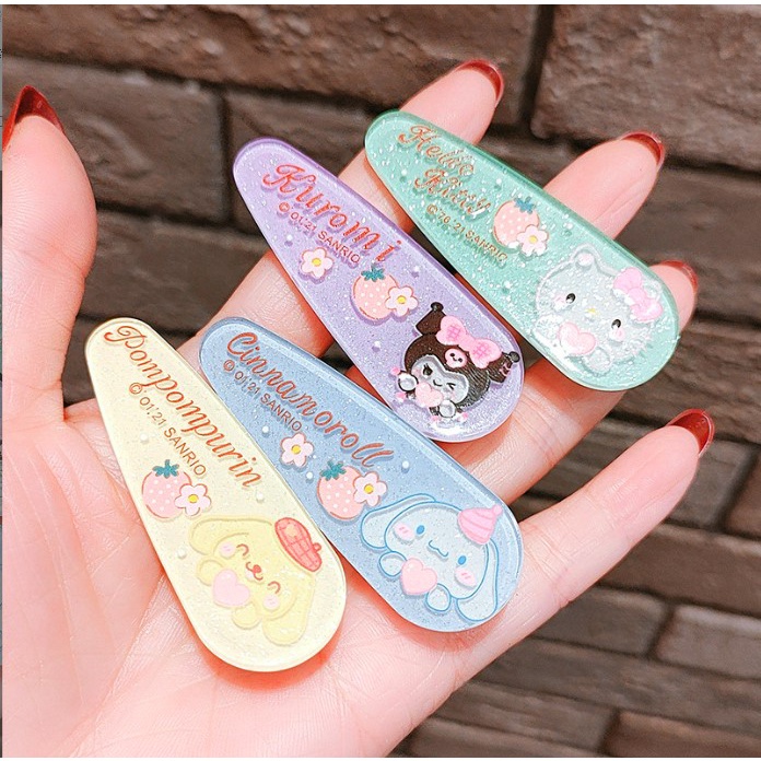 Hair Clip Sanrio Headdress Hello Kitty Hairpin Girl Kuromi Cinnamon Dog ...