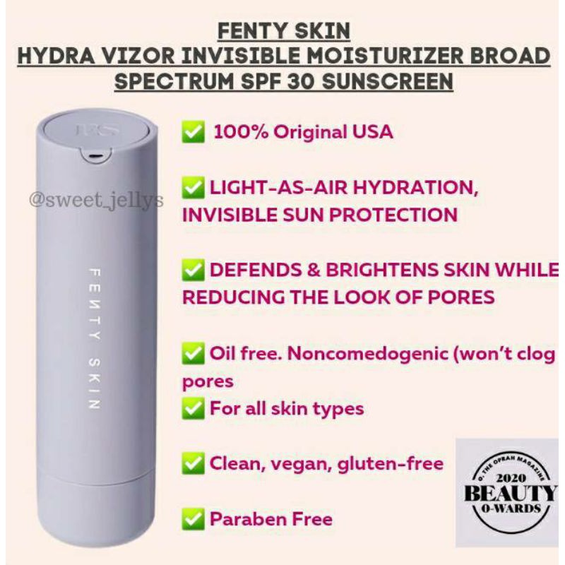 Fenty SKIN HYDRA VIZOR INVISIBLE MOISTURIZER SPF 30 SUNSCREEN A1 ...