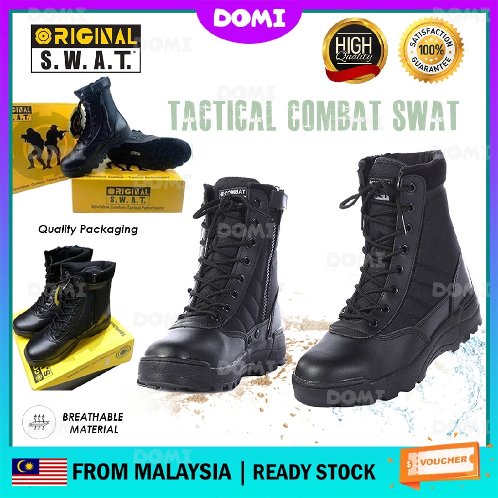DOMI Unisex Tactical Swat Storm Boots Slip Resistant Safety Boots Kasut ...