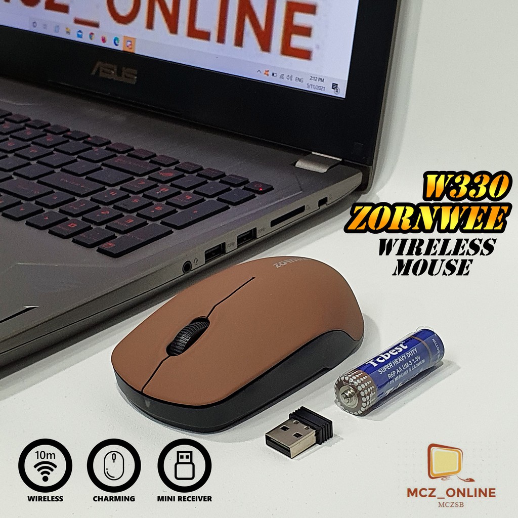 🔥READY STOCK🔥ZORNWEE W330USB WIRELESS MOUSE SOLID COLOUR OFFICE WIRELESS MOUSE BASIC USE ...
