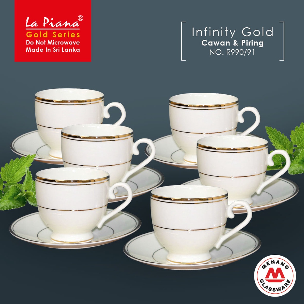 La Piana Infinity Gold 1psg Cawan & Piring 250ml | Shopee Malaysia