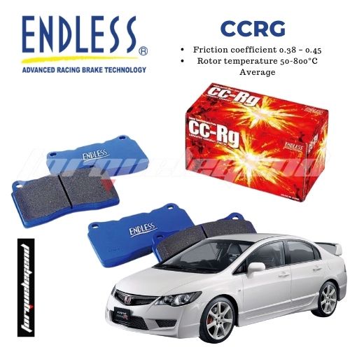 (HONDA CIVIC FD2R) ENDLESS BRAKE PAD CCRG TYPE 800°C FRONT EP450CCRG | Shopee Malaysia