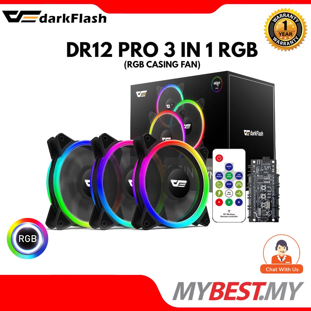 AIGO DR12 Pro 3-In-1 Double Ring RGB Chassis Fans with Controller [aRGB ...