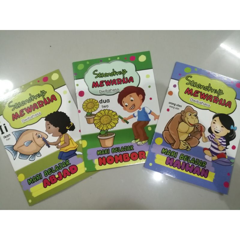 Set 3in1 Buku Mewarna colouring book Abjad Nombor Haiwan | Shopee Malaysia
