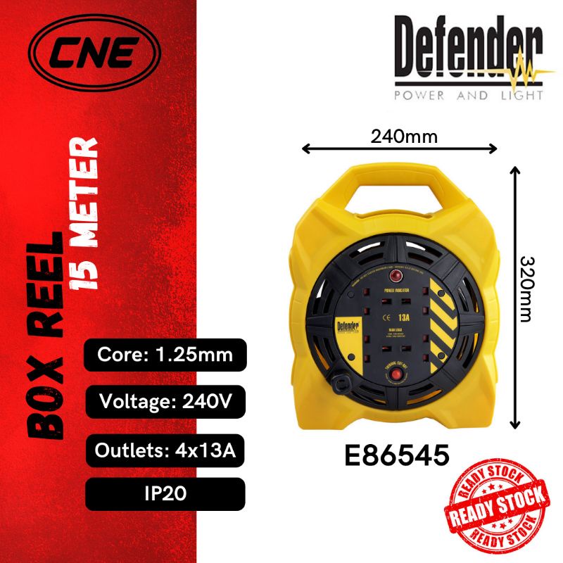【🔥Ready Stock🔥】DEFENDER Industrial Extension Wire Cable Reel - E86545 ...
