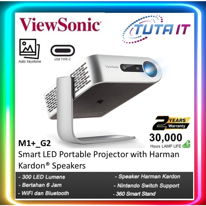 ViewSonic M1+_G2 Smart LED Portable Projector with Harman Kardon® Speakers | Shopee Malaysia