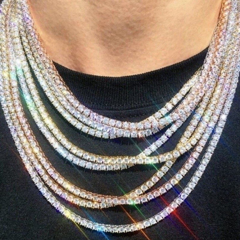 18-30 Inches Gorgeous Mens Gold Tennis Chain Icy Diamonds Hip Hop ...
