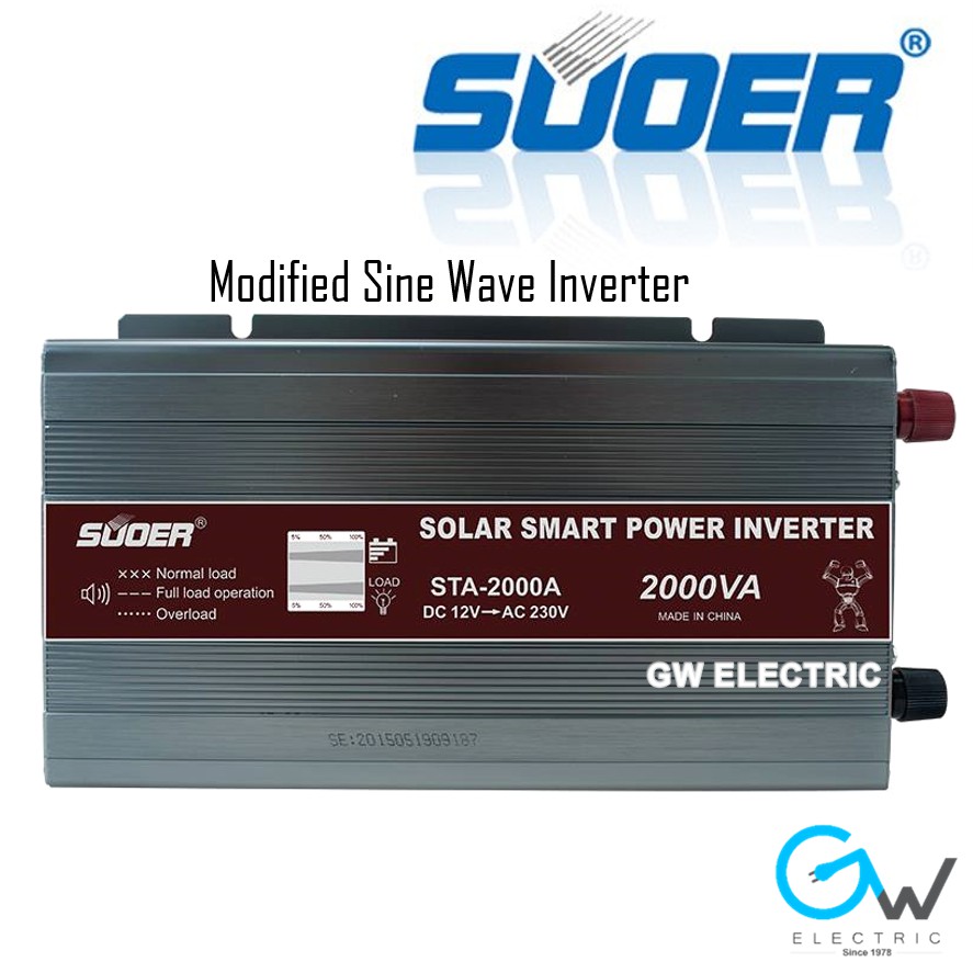 STA-2000VA SUOER SOLAR Modified Sine Wave Inverter DC 12V to AC 220V ...