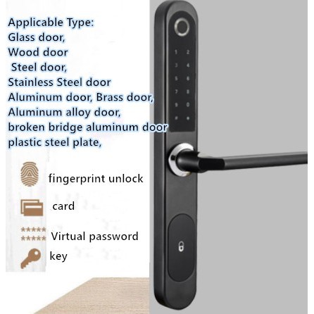 Smart fingerprint door lock Broken bridge aluminum doors narrow household fingerprint lock door ...