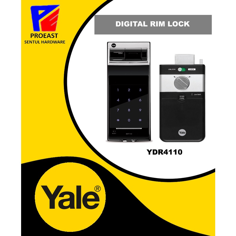 YALE YDR4110 Intelligent Biometric Digital Rim Lock With Handle Elegant ...