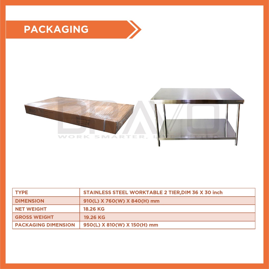 Stainless Steel Worktable Kitchen Meja 3FT Steel Rack 2Layer 2Tier ...