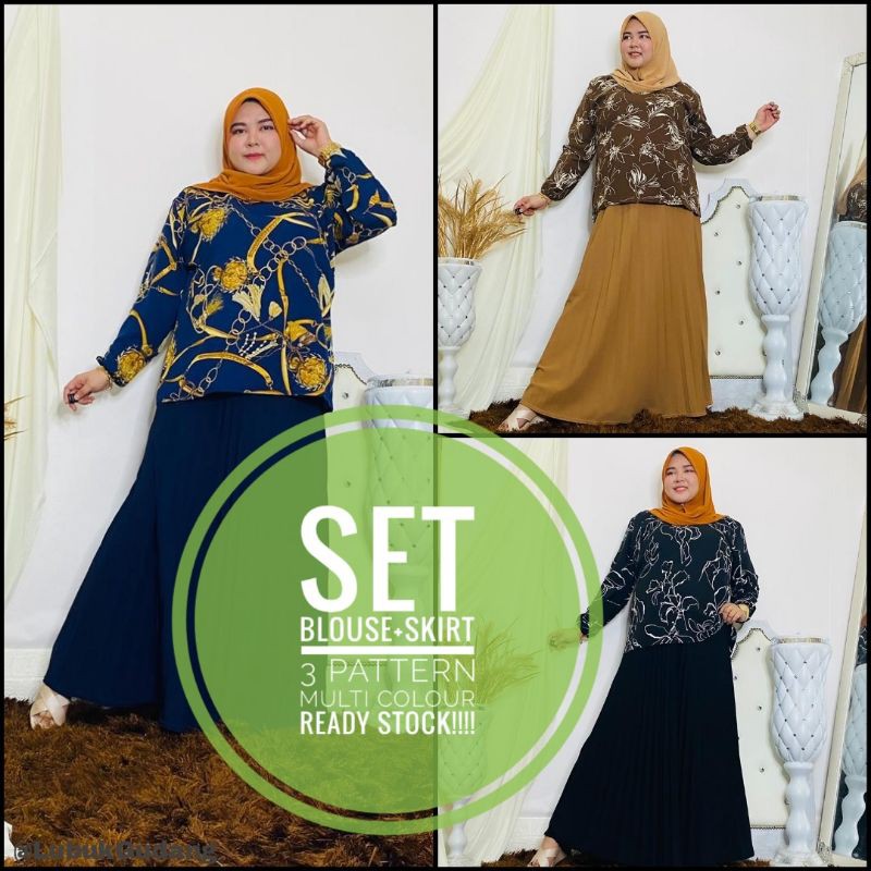 🌟 SET BLOUSE + SKIRT PLUSSIZE 🌟 LIMITED TIME SET Baju raya blouse raya beli set atau asing saiz ...