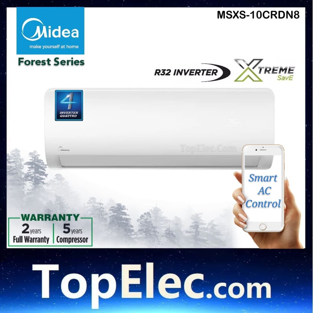 Midea Ionizer 1.0HP Inverter Air Conditioner with Ionizer MSXS-10CRDN8 ...