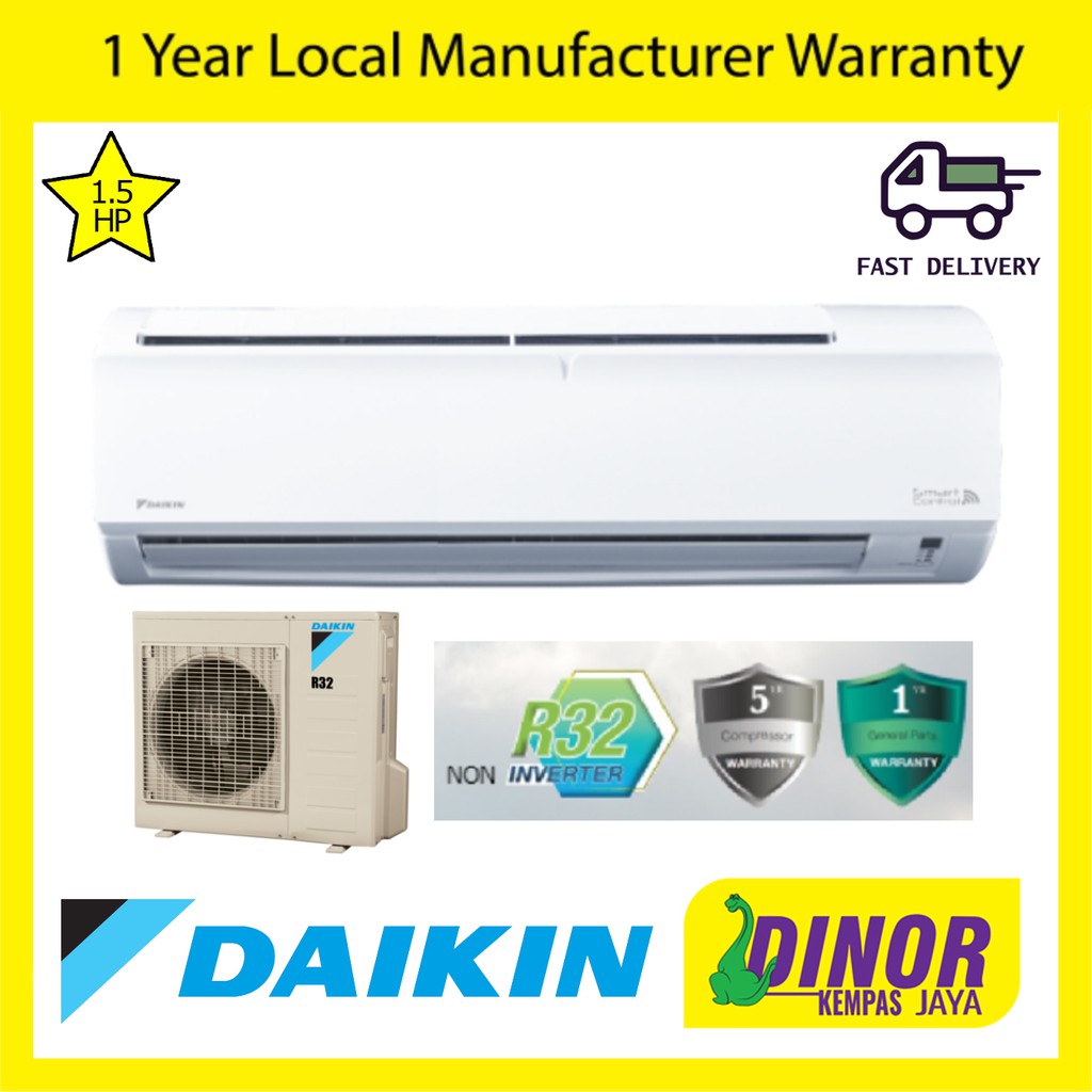 Daikin 1.5HP Air Conditioner Basic Wifi R32 Non Inverter FTV-P SERIES 1.5HP FTV35PB/RV35PB-3WM ...