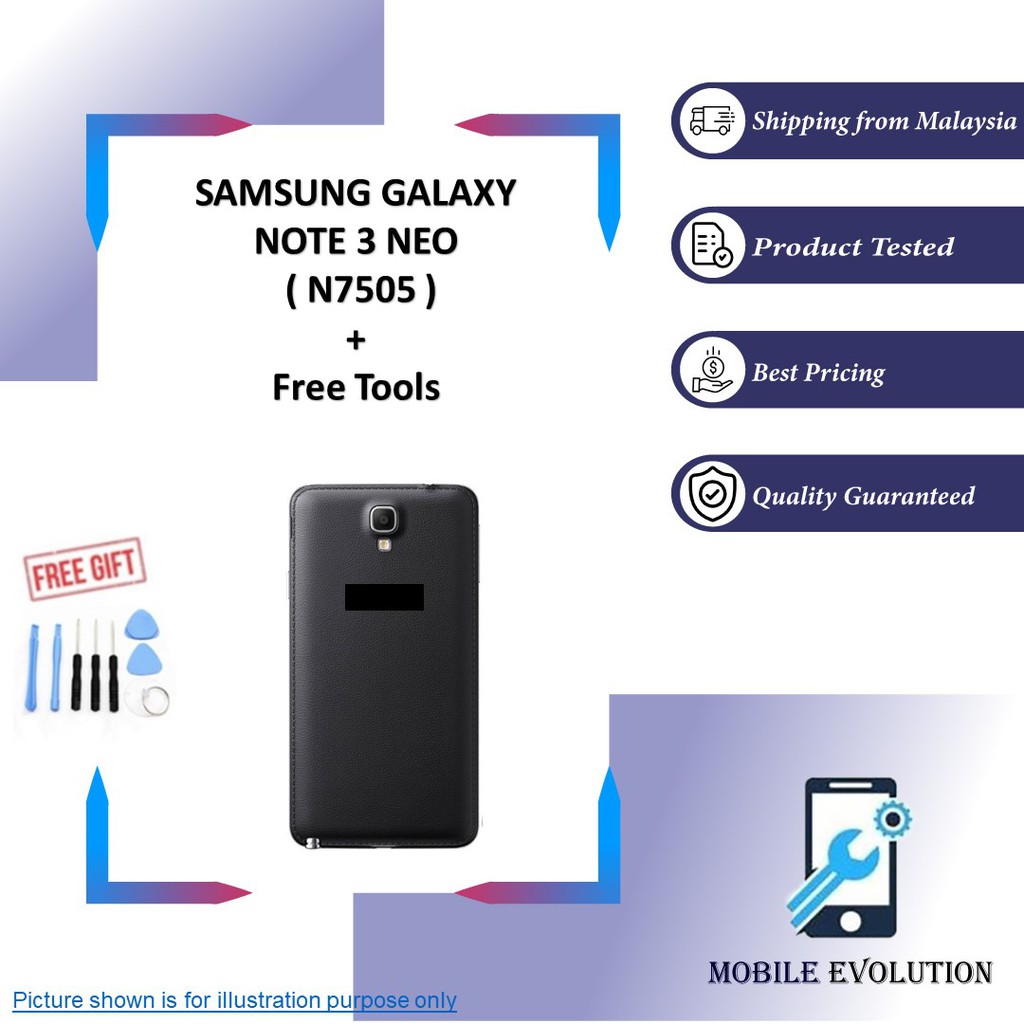 SM GALAXY NOTE 3 NEO ( N7505 ) Black Back Battery Cover Housing Set + Free Basic Tools | Shopee ...