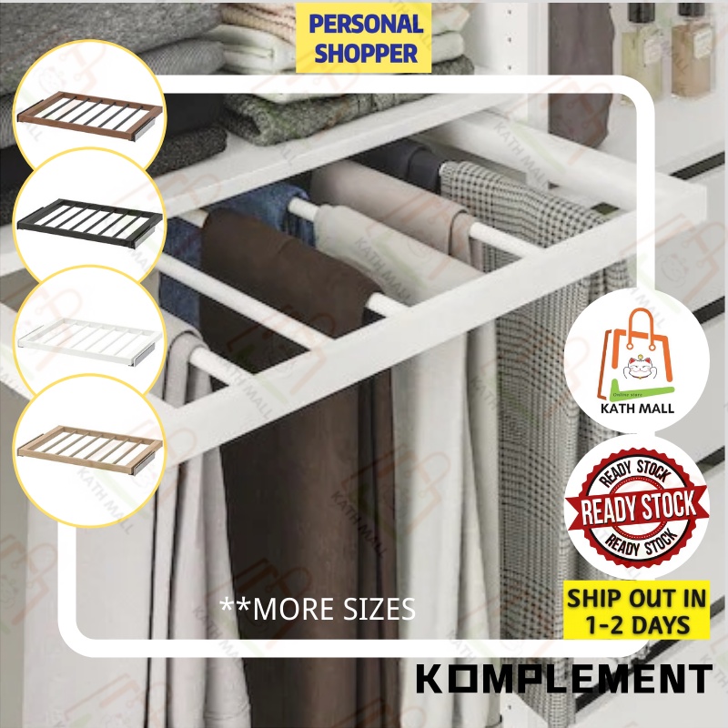 IKEA KOMPLEMENT Pull-out trouser hanger I Penyangkut seluar tarik ...