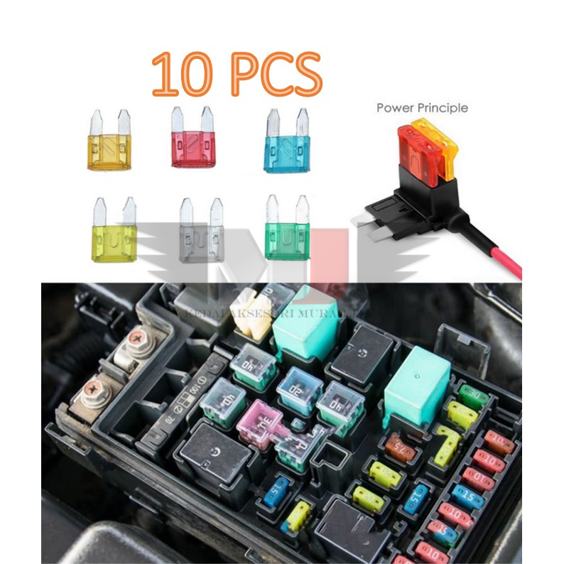 10pcs Micro CAR FUSE SET AUTO BLADE FUSE SET 5 10 15 20 25 30 AMP MINI ...