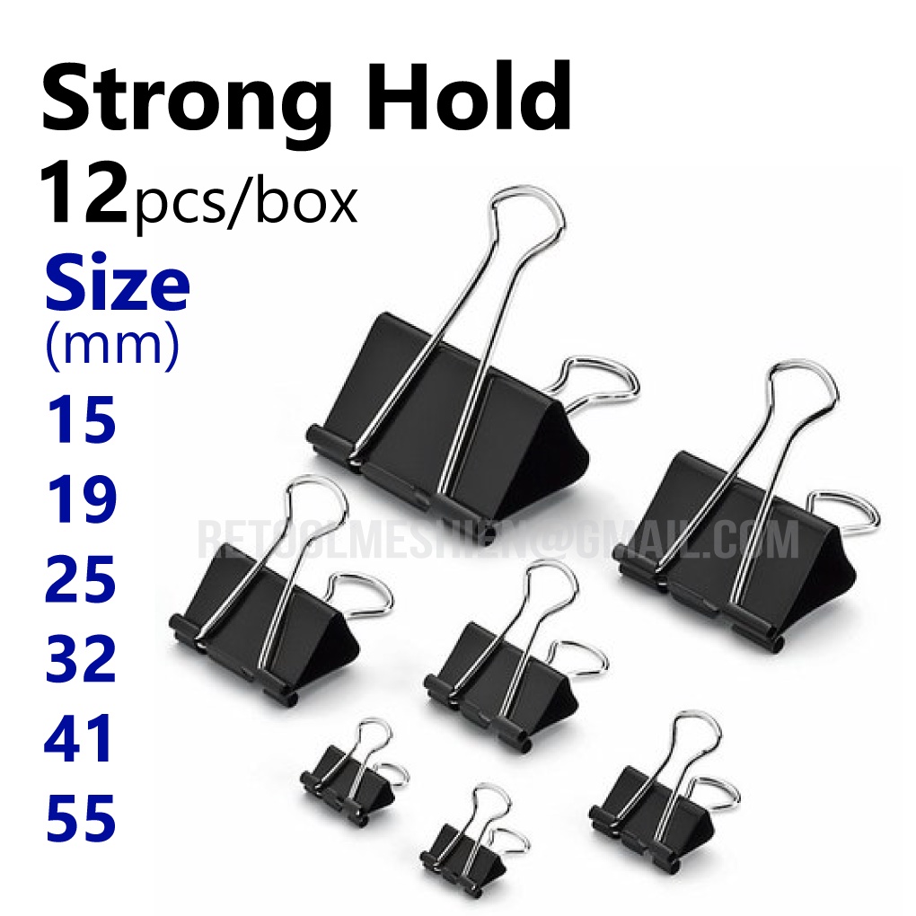 Strong Hold 15/19/25/32/41/51mm Metal Binder Clip/Double Sided Clip ...