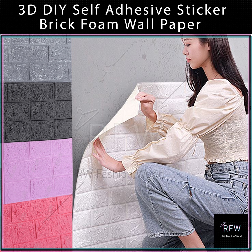 70x77cm 3D DIY Self Adhesive Sticker Brick Foam Wall Paper DIY ...