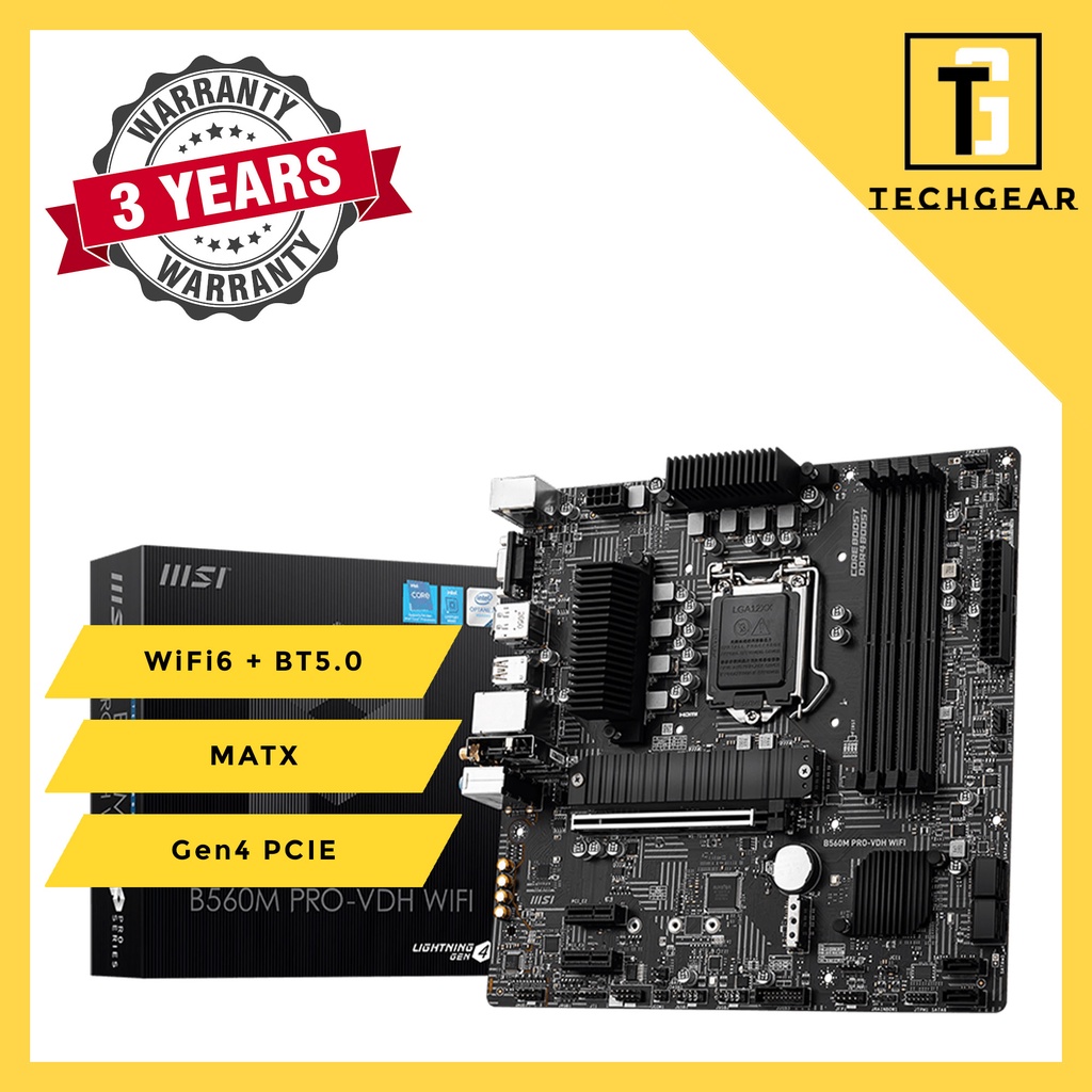 MSI B560M PRO VDH WIFI INTEL B560 LGA1200 MOTHERBOARD + INTEL 11TH GEN ...