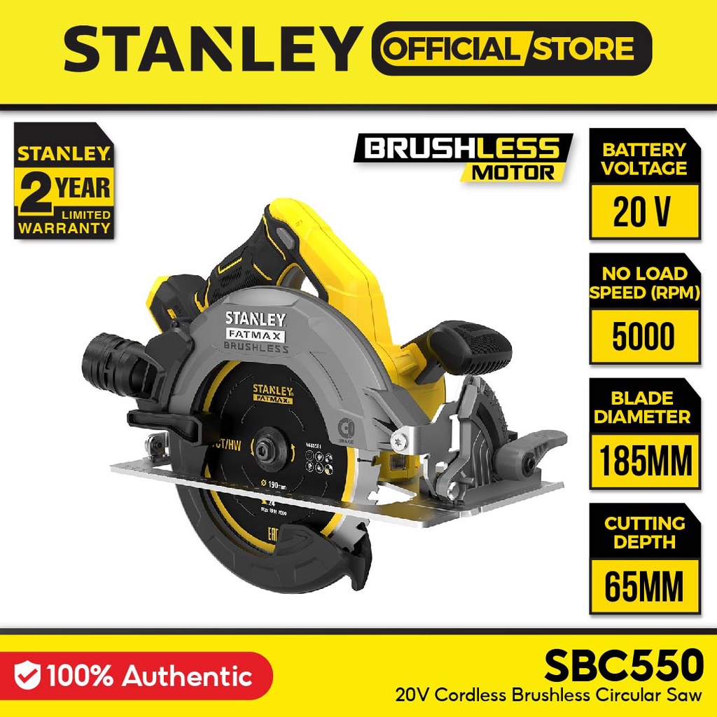 STANLEY SBC550 Cordless Brushless Circular Saw (20V 185mm) SBC550-B1 ...