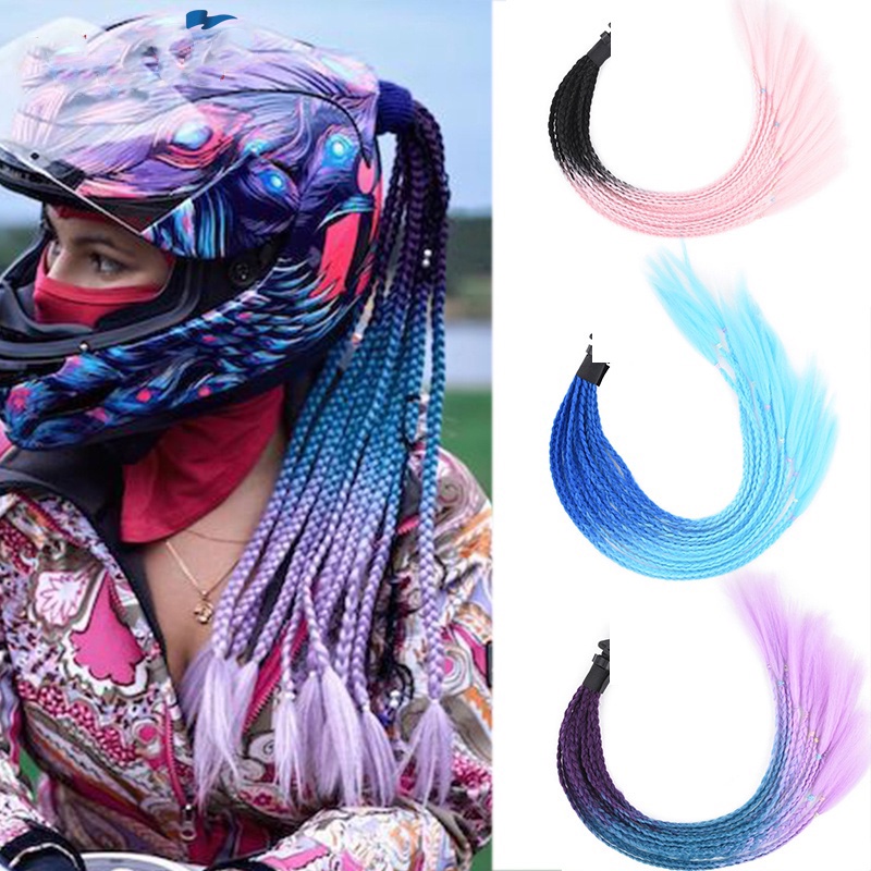 Helmet Braid Pigtails Ponytail For Women Motorcycle Helmet Braid ...
