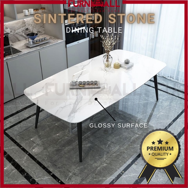 FURNIMALL Sintered Stone Table Dining Table/Ceramic Table Dining/Meja ...