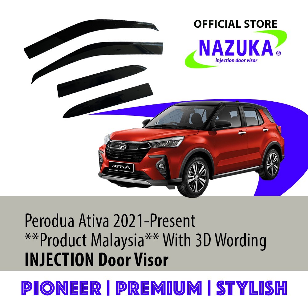 ORIGINAL NAZUKA Perodua Ativa 2021- Present 4" INJECTION Door Visor ...