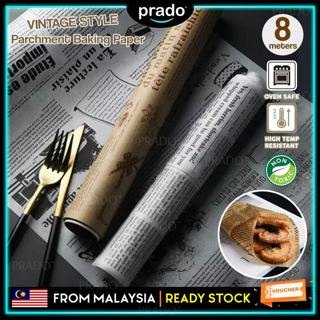 PRADO 8 Meters Baking Paper Vintage Oil Absorb Parchment Paper Oven ...