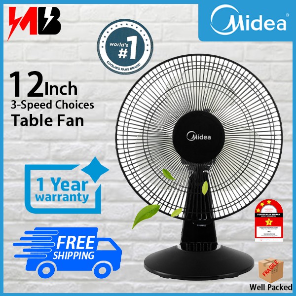 [ FREE SHIPPING ] Midea 12” Table Fan 3speed Black Colour MF-12FT16JC ...
