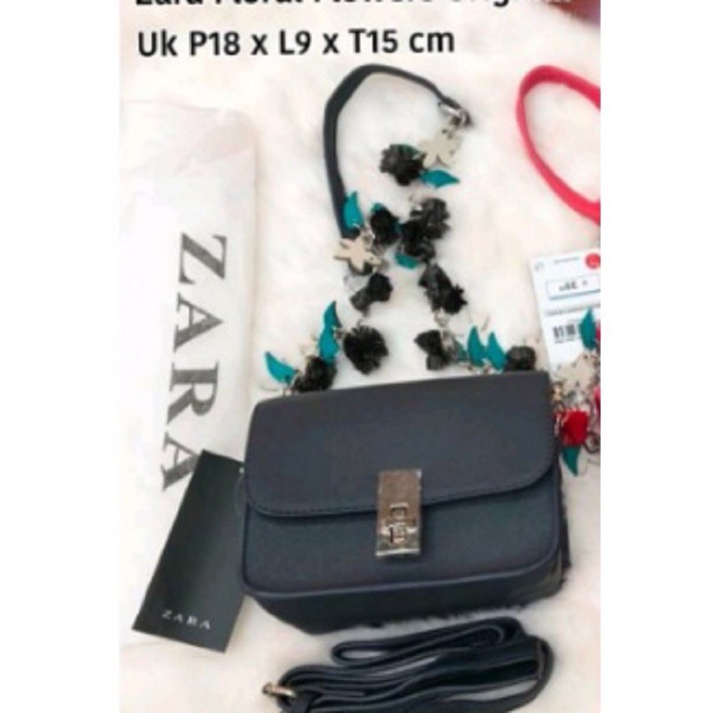 Out!! Zara Double Lock Premium floral Flower sling bag - zara floral ...