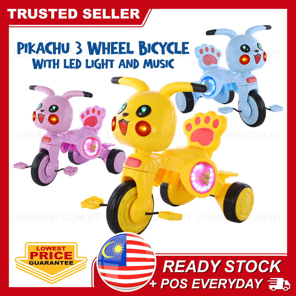 PIKACHU 3 Wheel Bicycle Kids Ride With Led Light and Music / Tricycle ...