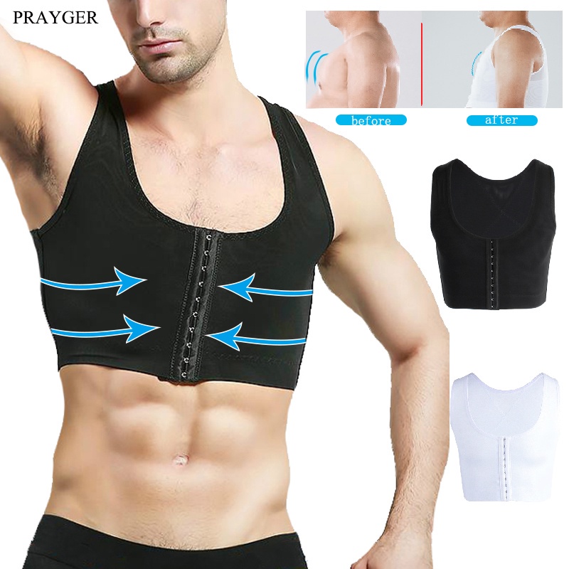 Men Gynecomastia Shaper Slimming Chest Corset Compression Body Building Sleeveless Tops Correct ...