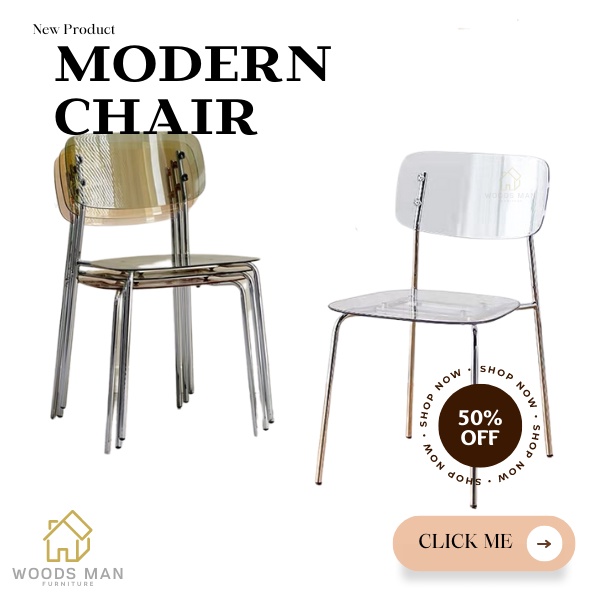 Transparent Acrylic Dining Chair Minimalist Stool Dining Chairs Makeup ...