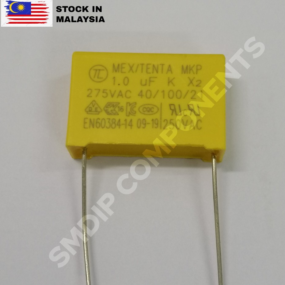 1uF 275V, X2 AC Film Capacitor, 16 (H) x 8 (D) x 22mm (Lead Spacing ...