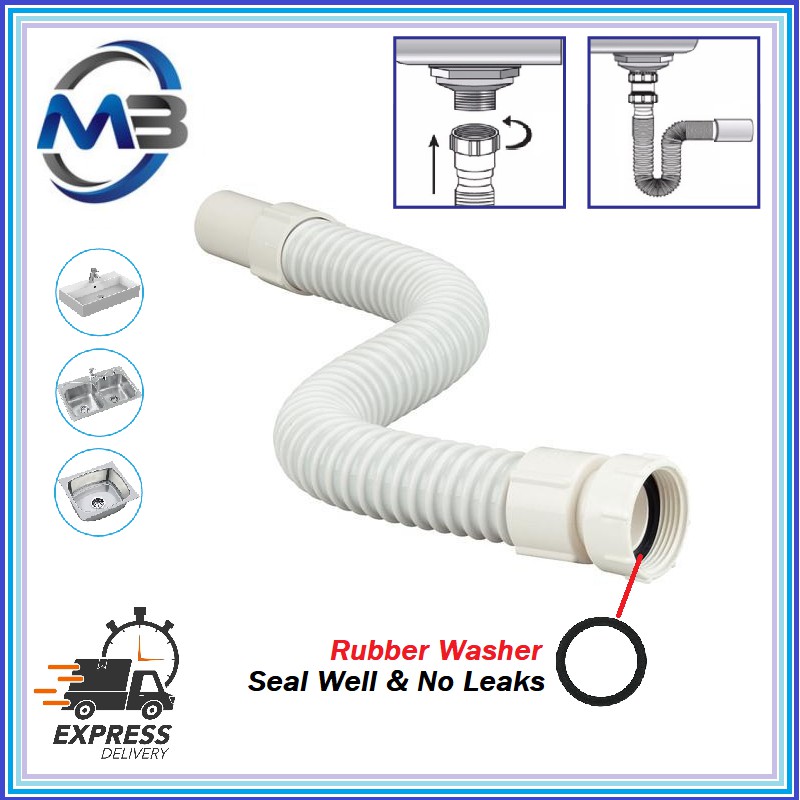Flexible Waste PVC Pipe for Plumbing Faucet Basin Kitchen Sink Water ...
