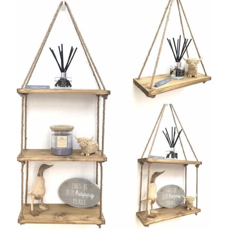 KATUN KAYU Aesthetic Minimalist 3-stage macrame Cotton Rope Wooden Wall ...