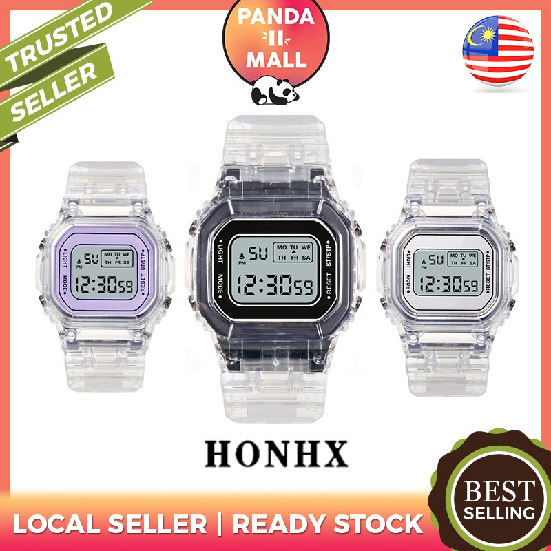 [🐼PANDA PROMO🐼] Original HONHX Transparent Sports Digital LED Men Women Kid Watch Jam Tangan ...