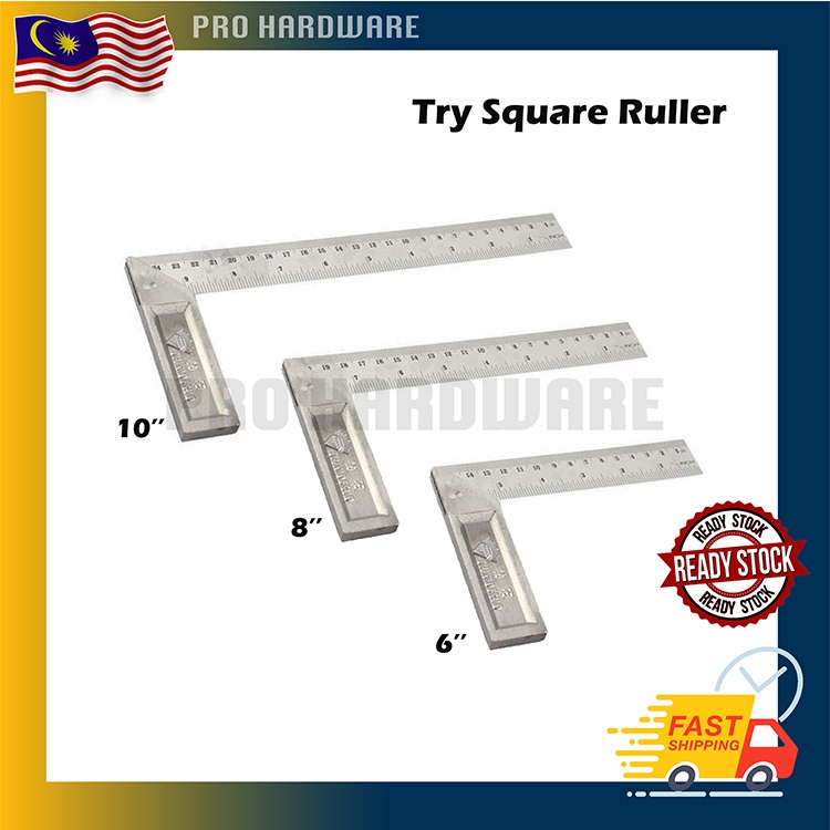 6'' / 8'' / 10'' Quality Try Square Ruller /Steel Carpenter Square ...