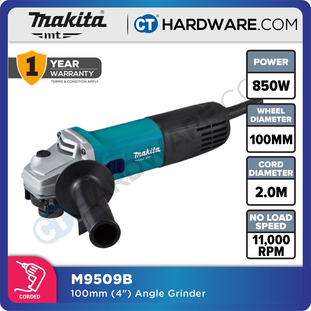 MAKITA MT M9509B 100mm (4") ANGLE GRINDER 850W [ SLIDE SWITCH ...