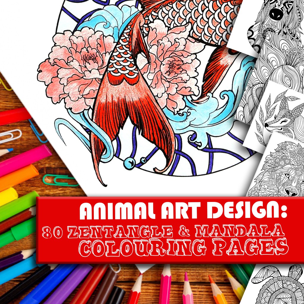 Printables | Zentangle & Mandala Animal Art Design Colouring Pages (for ...