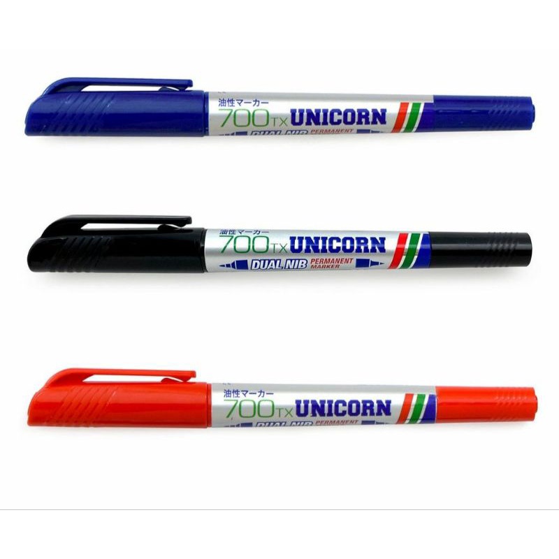 Unicorn Permanent Dual Nip 2in1 Marker Pen 700TX ( Black,Blue,Red ...