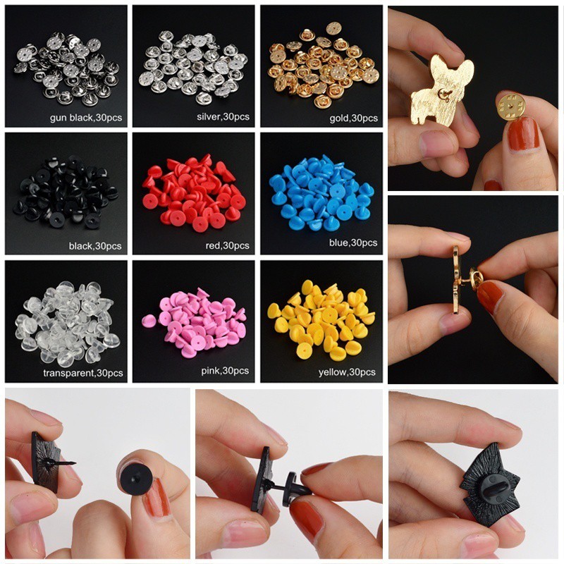 5-30 Pcs/lot Clasp Safety Pin Metal Soft Rubber Gold/silver/black ...