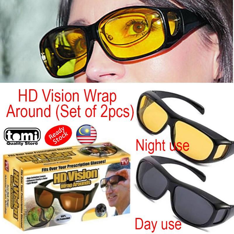 (Set of 2) HD Vision Wrap Around Sunglasses Car Driving Wraparound ...