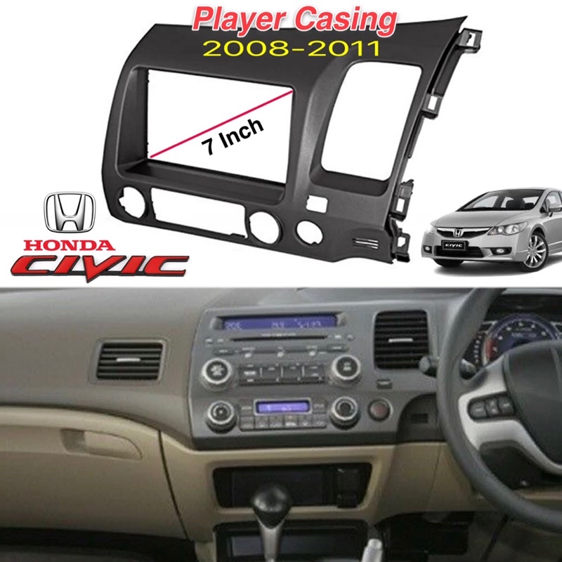 Car Player Casing Double Din (178mm/7") Honda Civic FD 2006-2011 with ...