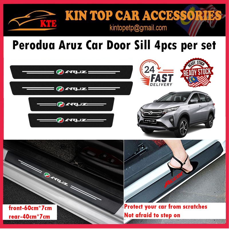 Car Door Sill Sticker Perodua Aruz Carbon leather protector strip ...